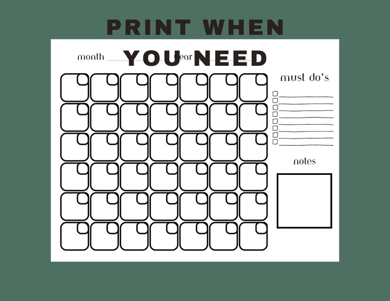 Yearly Calendar Planner to Print at Home. Monthly Printable That You ...