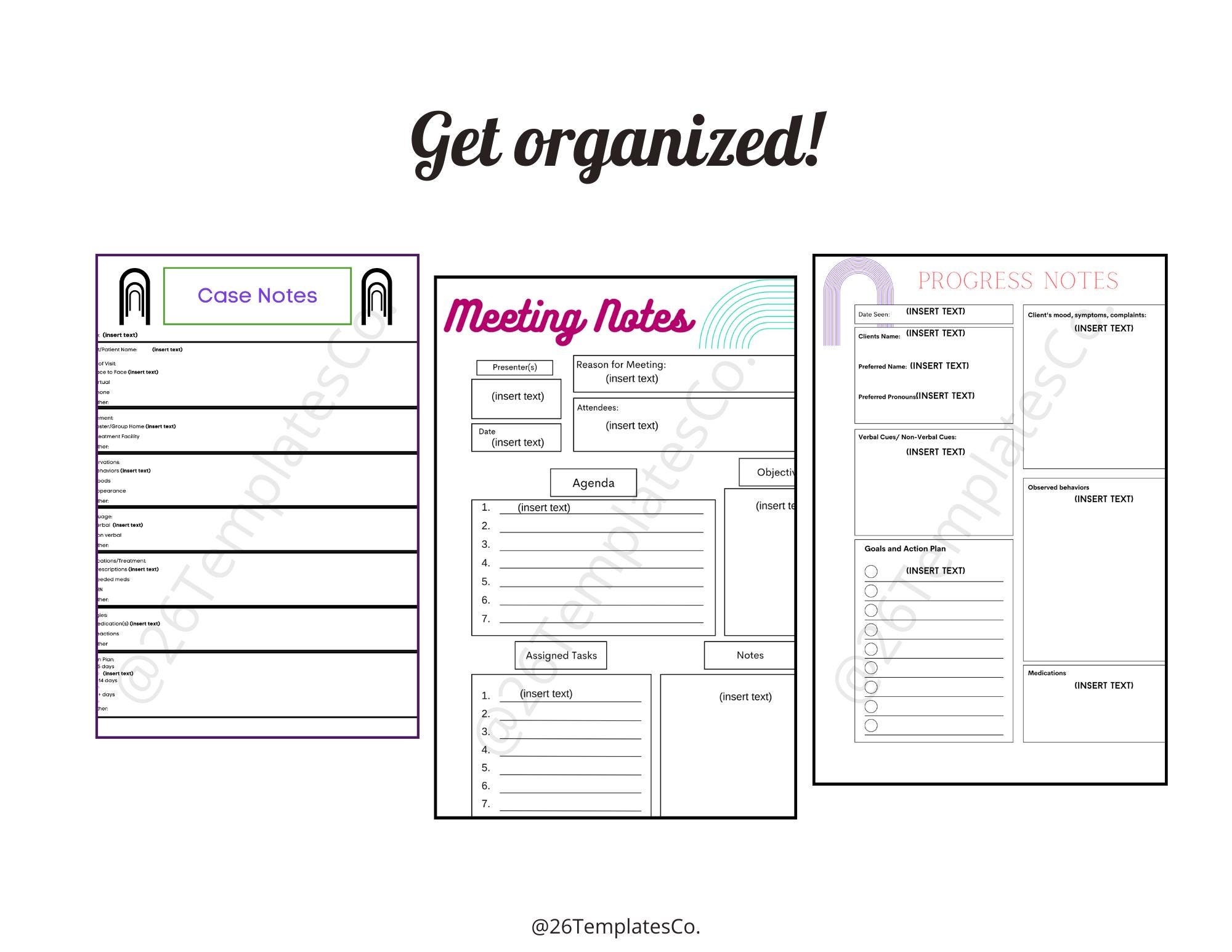 Editable Case Note Templates: Therapist & Progress Notes (canva PDF) - Etsy