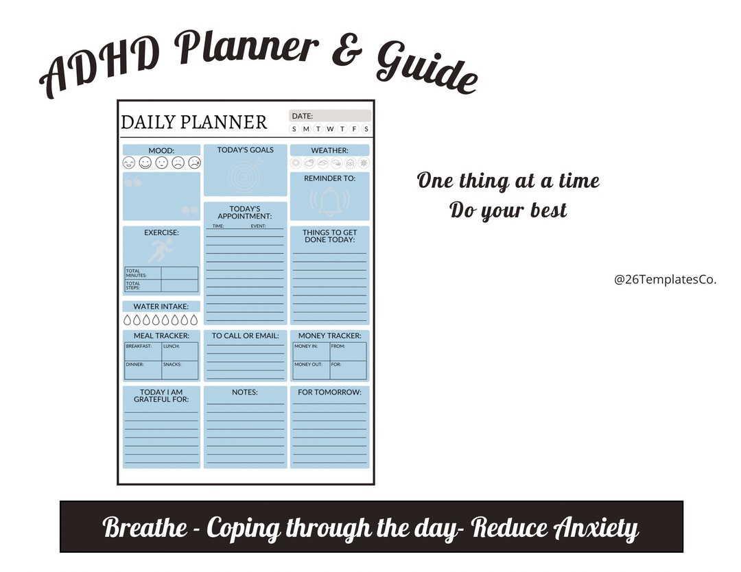 ADHD Planner & Journal: Mental Health, Creativity, Goals (PDF Download ...