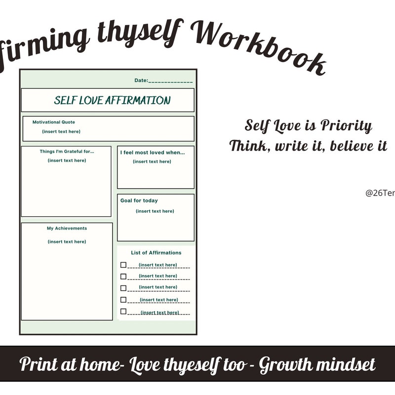 Affirmation Worksheet - Etsy