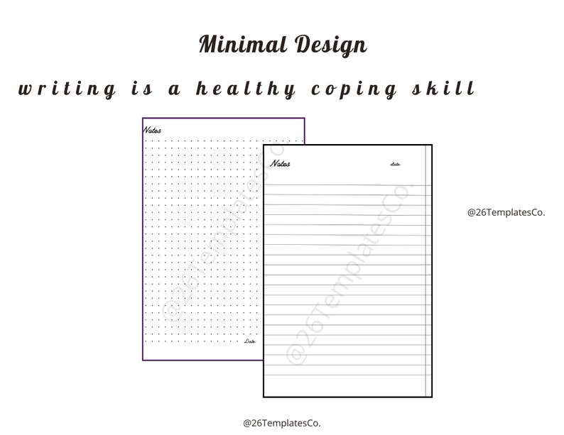Minimalist Journal Pages: Printable Booklet Layout (PDF) - Etsy