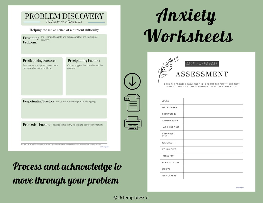 Printable Anxiety Worksheets for Trauma Processing Mental - Etsy