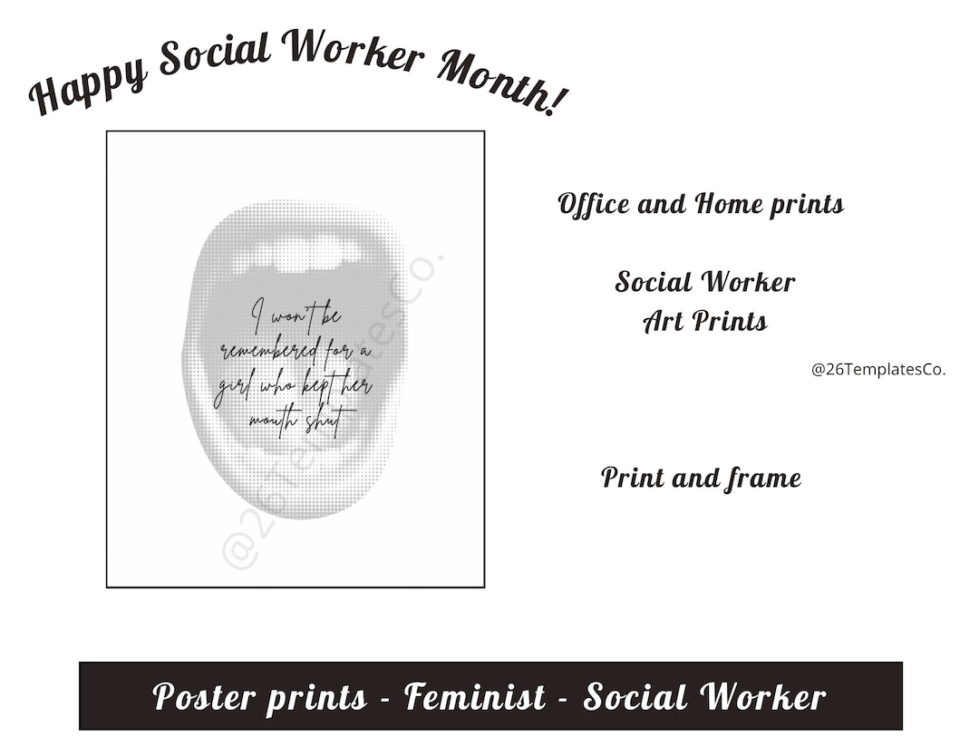 Feminist Social Worker Art Prints: Minimalist Office Decor (PDF) - Etsy
