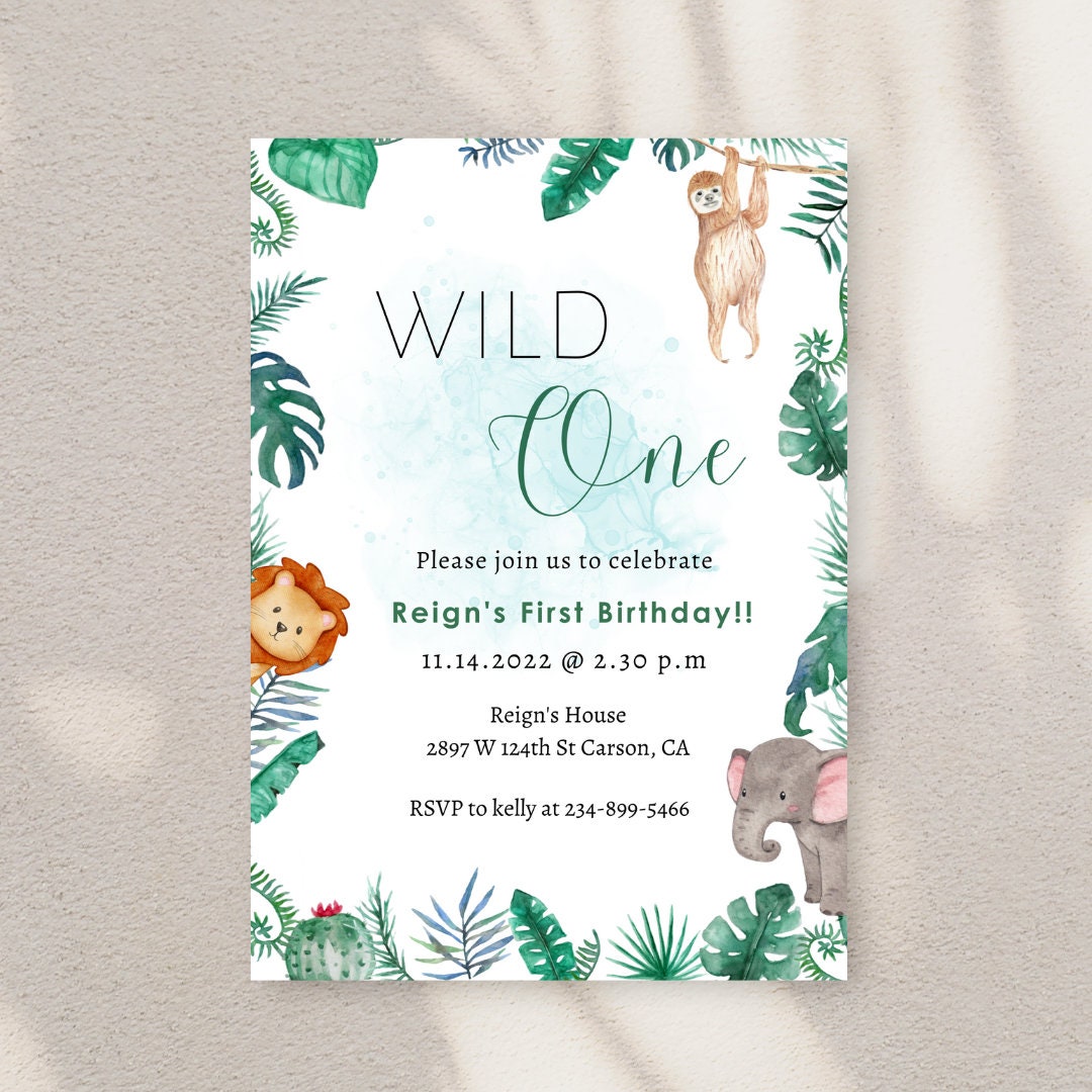 Wild One Birthday Boy Invitation,editable Invitation,wild One First ...