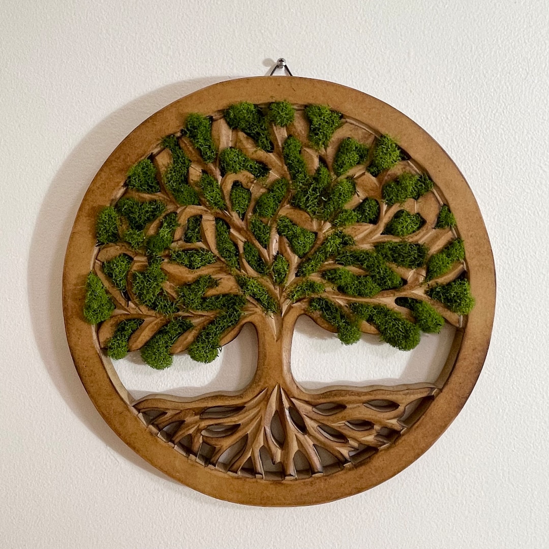 Wooden Tree of Life Wall Decor With Preserved Moss - Etsy