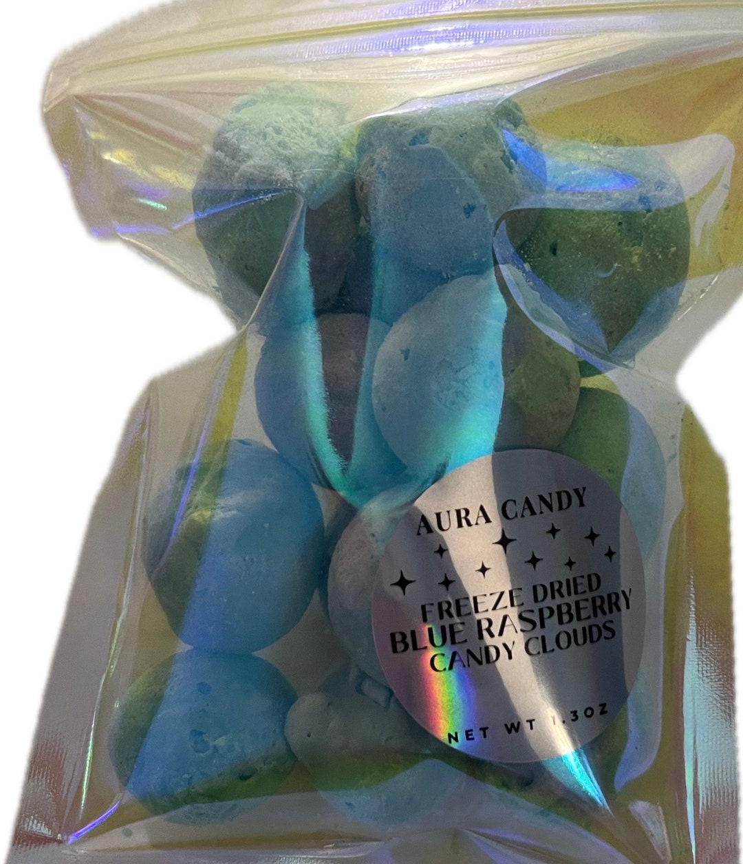 Freeze Dried Blue Raspberry Salt Water Taffy Candy Clouds AURA CANDY ...