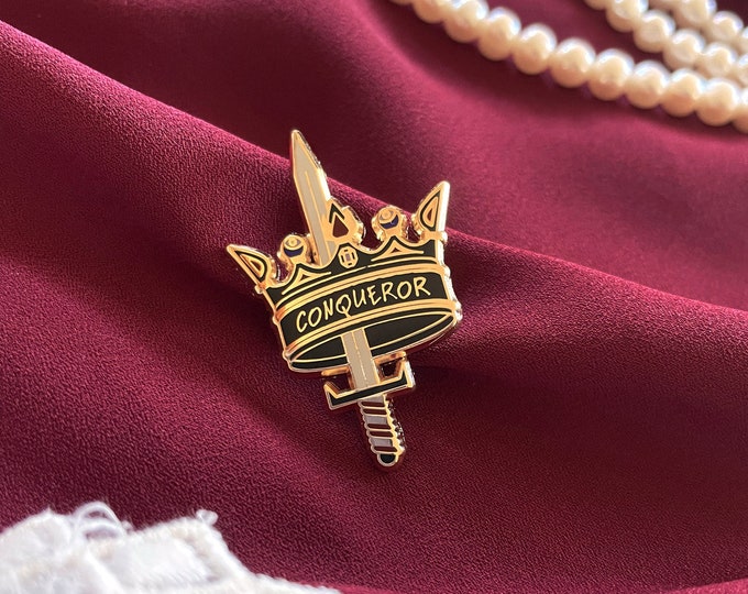 Conqueror Enamel Pin • Crown Pin • Royalty Pin • King Pin • Sword Pin ...
