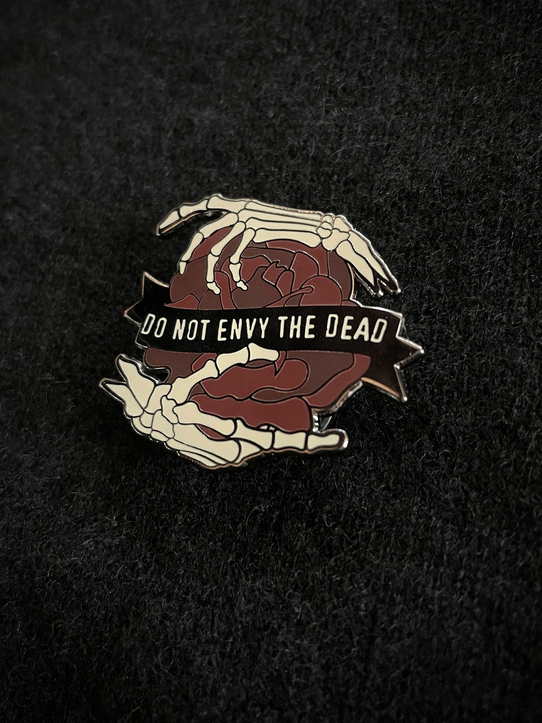 Envy Rose Skeleton Hard Enamel Pin: Macabre Goth Lapel Brooch - Etsy