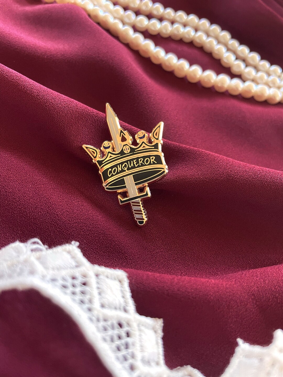 Conqueror Enamel Pin • Crown Pin • Royalty Pin • King Pin • Sword Pin ...