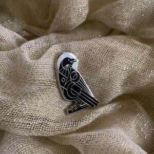 Raven Enamel Pin Bird Pin Art Deco Pin Goth Pin Avian Pin Black Pin ...