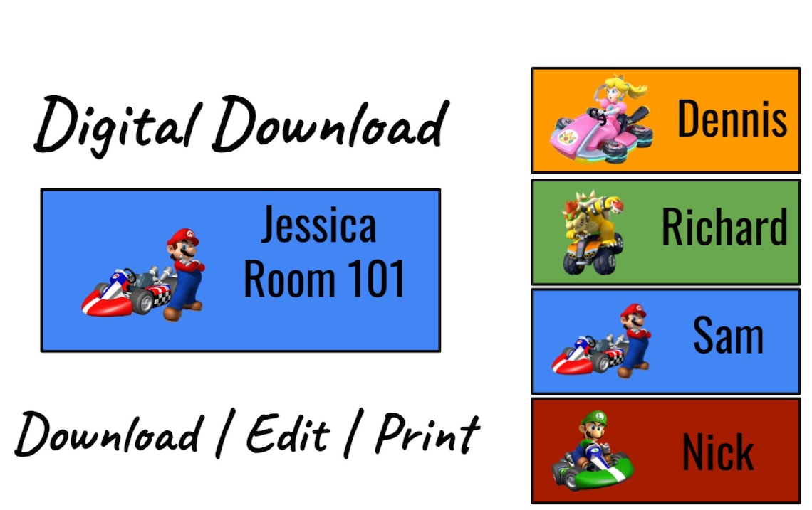 Mario Kart Door Decorations / Printable / Travel / Cars / Games / RA ...