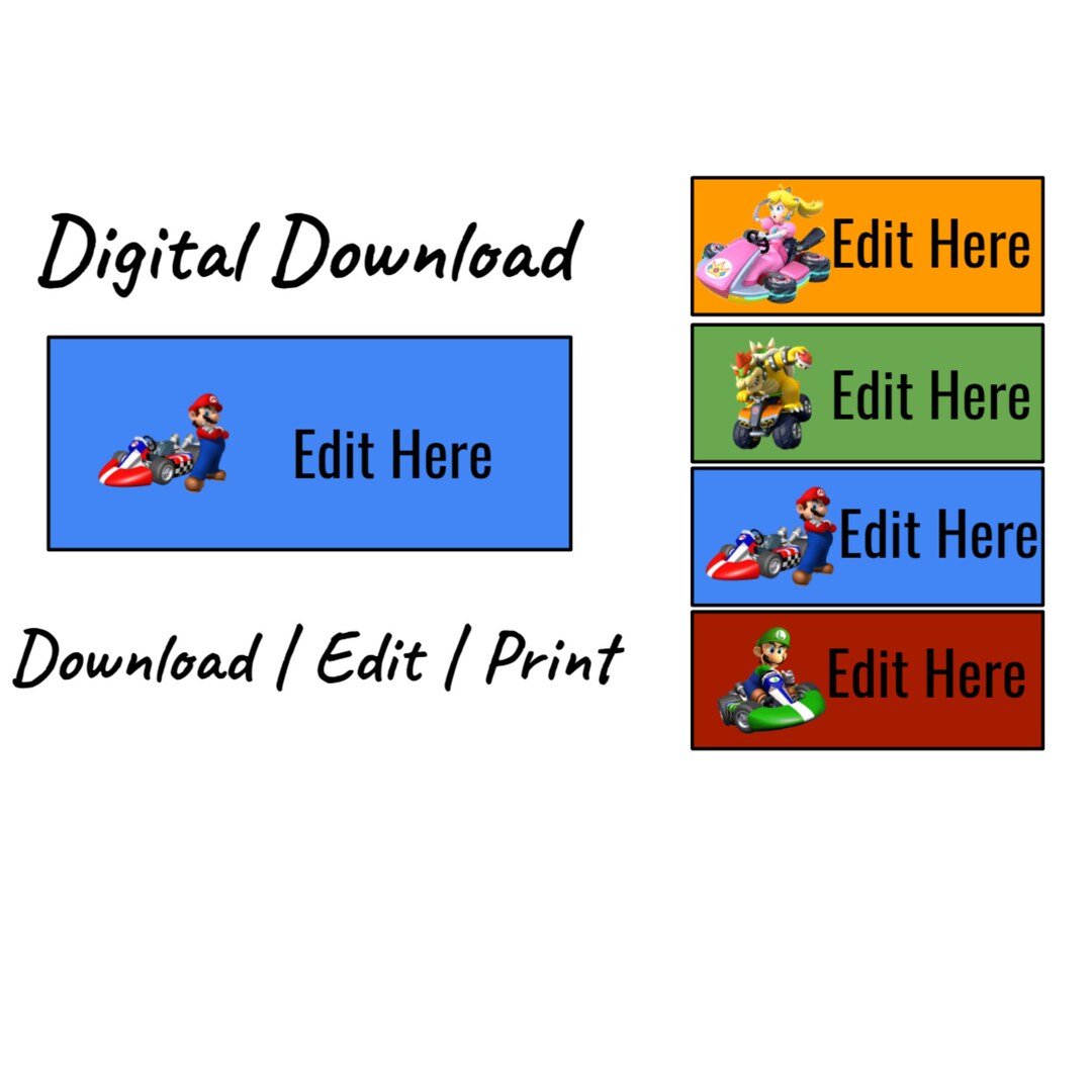 Mario Kart Door Decorations / Printable / Travel / Cars / Games / RA ...