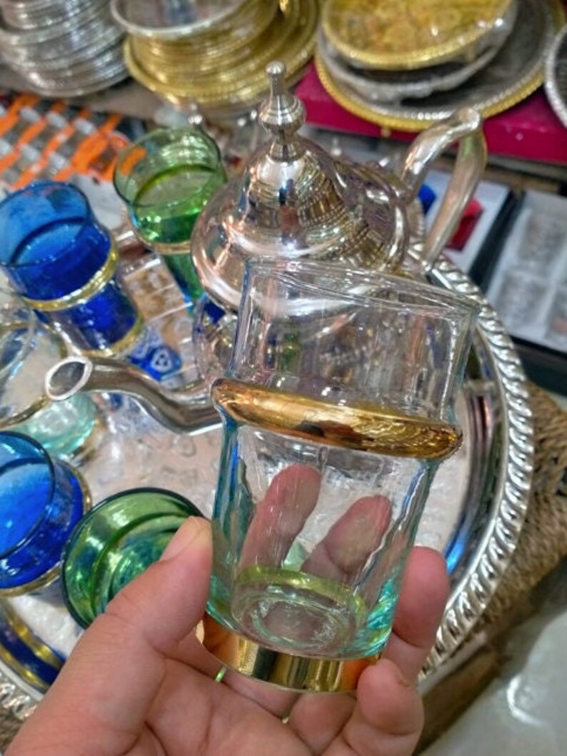 Handmade Moroccan Silver Tea Set Handmade Teapottea Tray NEW - Etsy