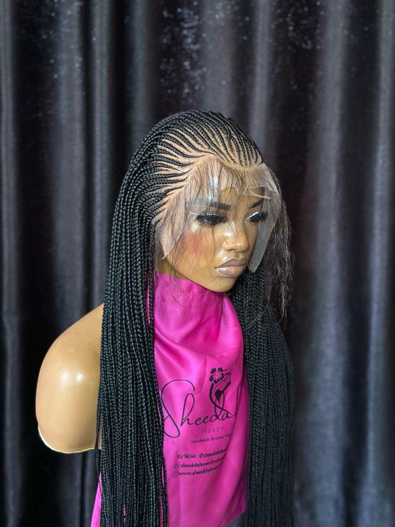 Human Hair Lace Cap 13by4 Frontal Lace Braided Wig - Etsy