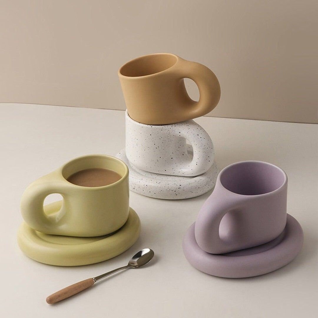 Modern Chubby Mug Cup in Nordic Style - Etsy