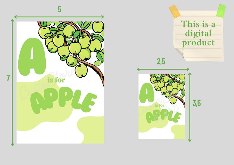 Printable ABC Fruit Flash Cards for Kids | Set of 27 Educational Cards ...