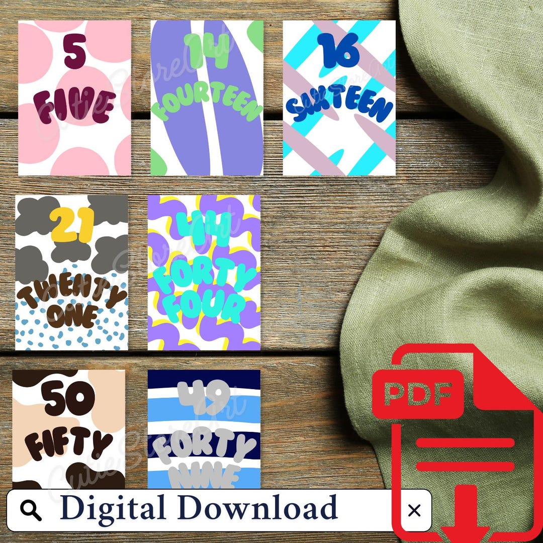 Printable Number Flashcards 1–50 With Bonus Math Signs | Colorful ...