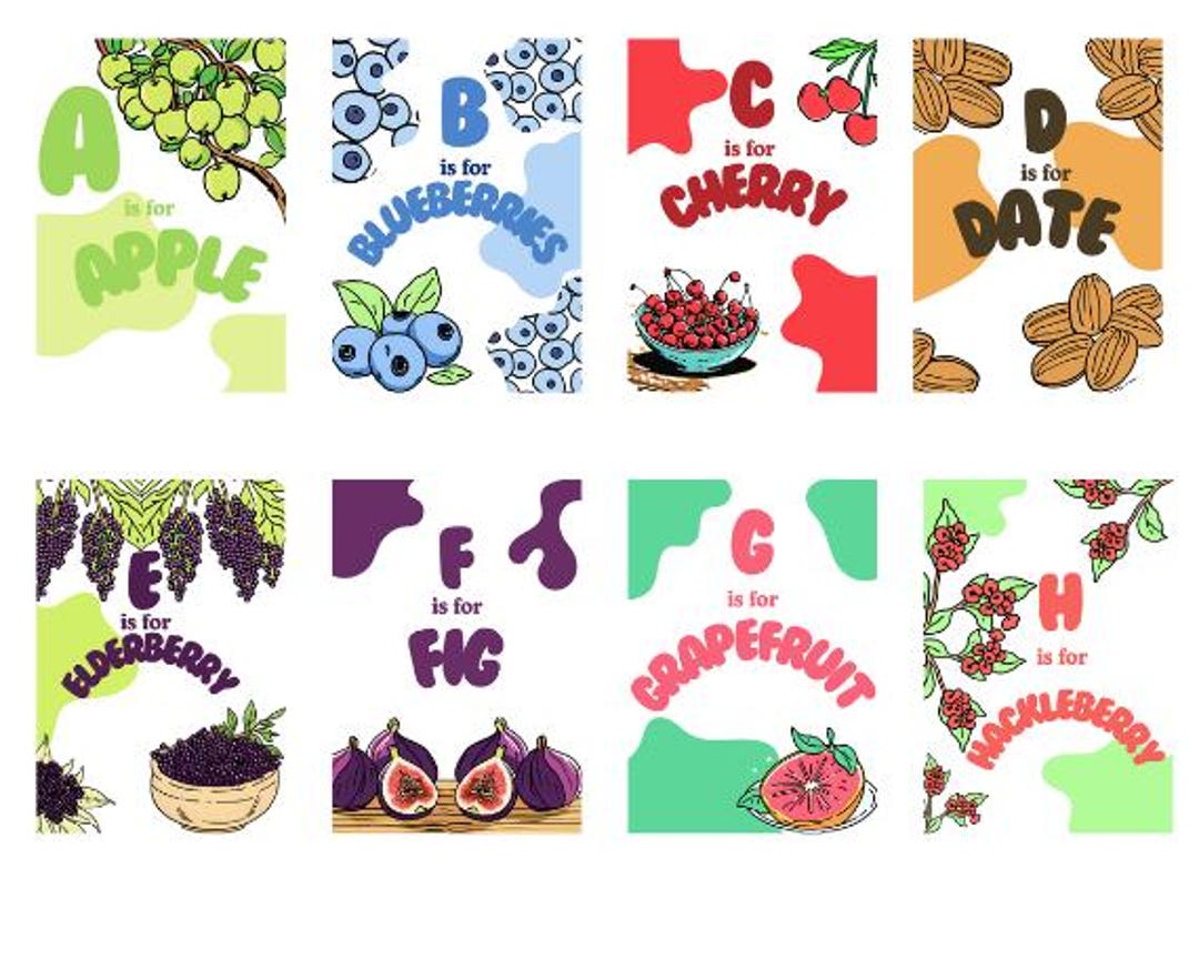 Printable ABC Fruit Flash Cards for Kids | Set of 27 Educational Cards ...