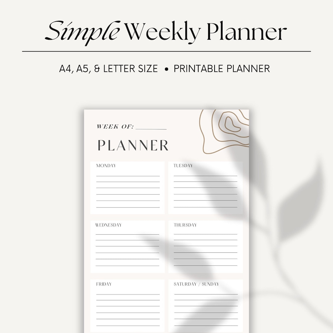 Simple Weekly Planner Printable, 2023 Weekly Agenda Printable ...