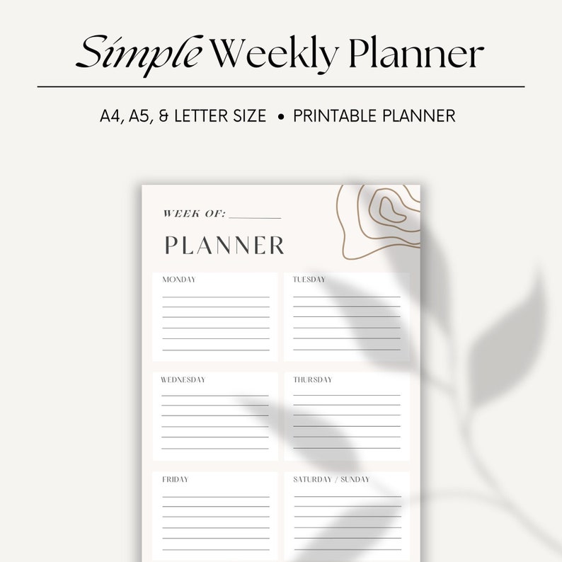 Simple Weekly Planner Printable, 2023 Weekly Agenda Printable ...
