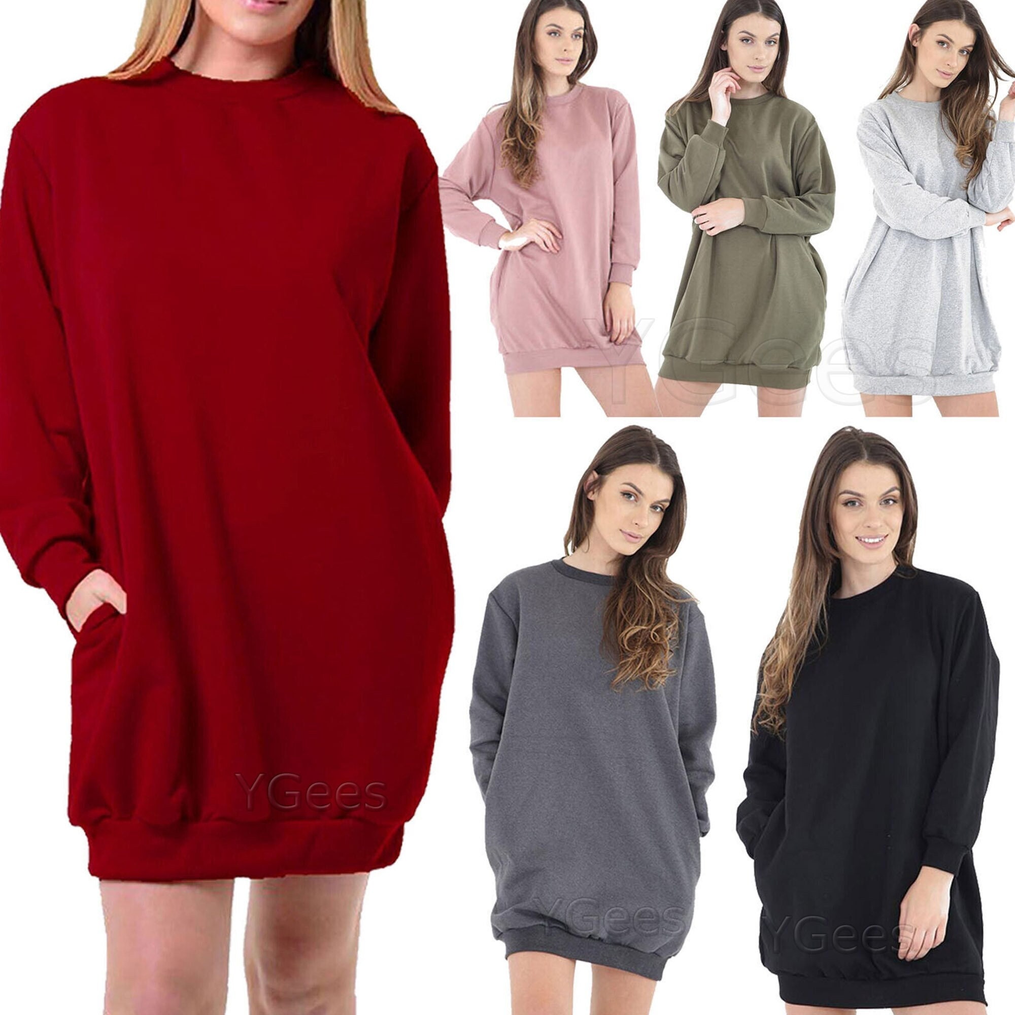 Women's Longline Sweatshirt Pocket Fleece Sweatshirts - Etsy UK