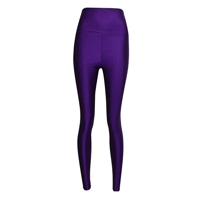 Ladies Womens Stretch Shiny Disco Leggings Fancy Costumes Party Neon