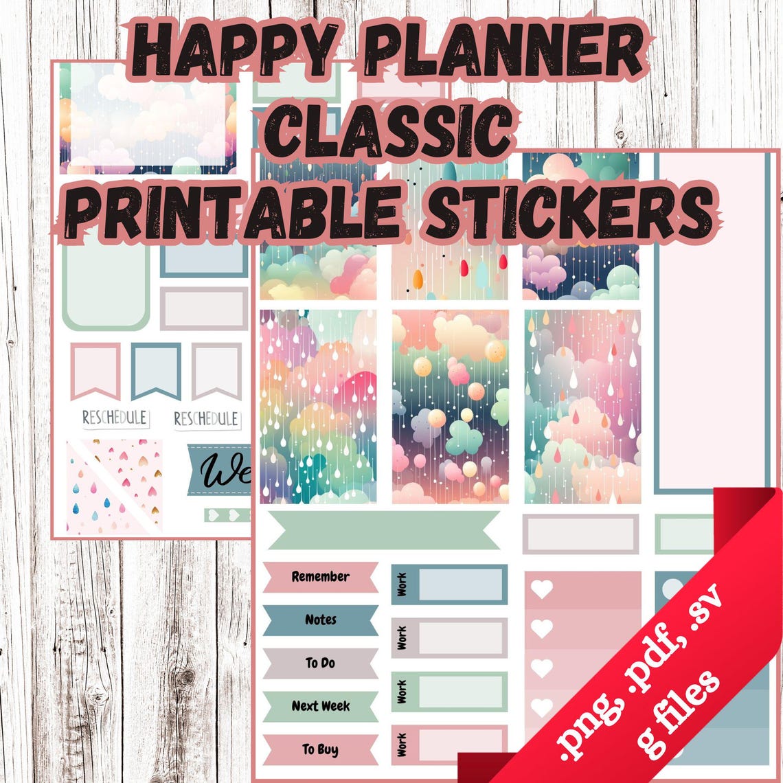 April Showers Weekly Planner Sticker Kit, HP Classic Vertical Cut Files ...