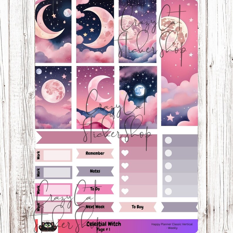 Celestial Witch Weekly Printable Planner Sticker Kit, HP Classic Vertical Cut Files - Etsy