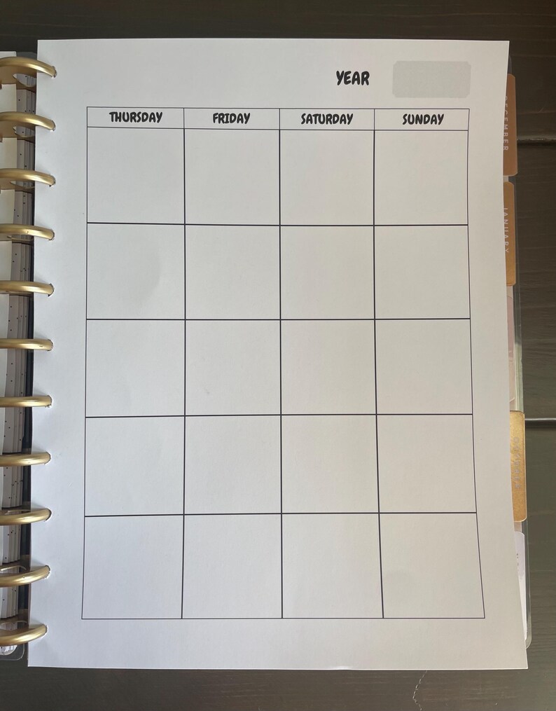 Printable HP Big Monthly Calendar Blank Planner Sheet - Etsy