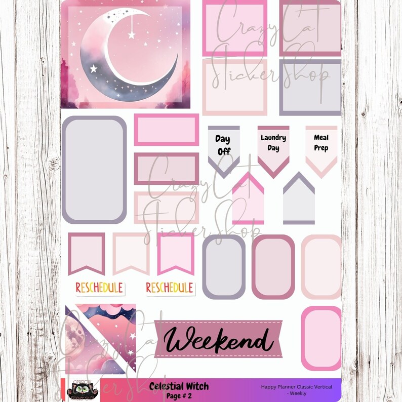Celestial Witch Weekly Printable Planner Sticker Kit, HP Classic Vertical Cut Files - Etsy