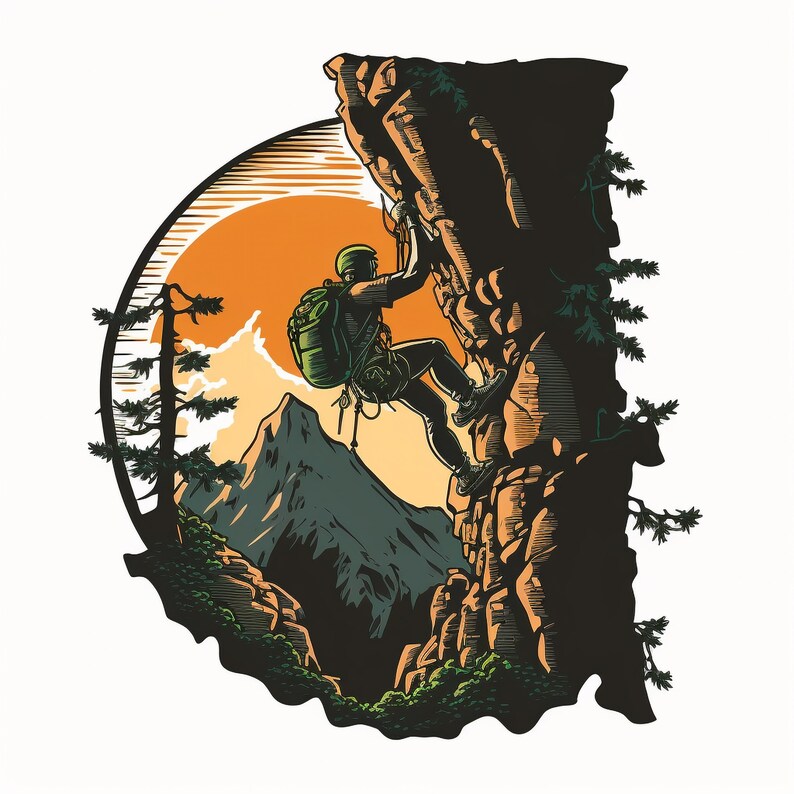 Gift Ideas Digital Round Stickers Rock Climbing - Etsy