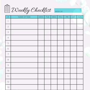 Printable Weekly Checklist, Printable Checklist, Printable To-do List ...