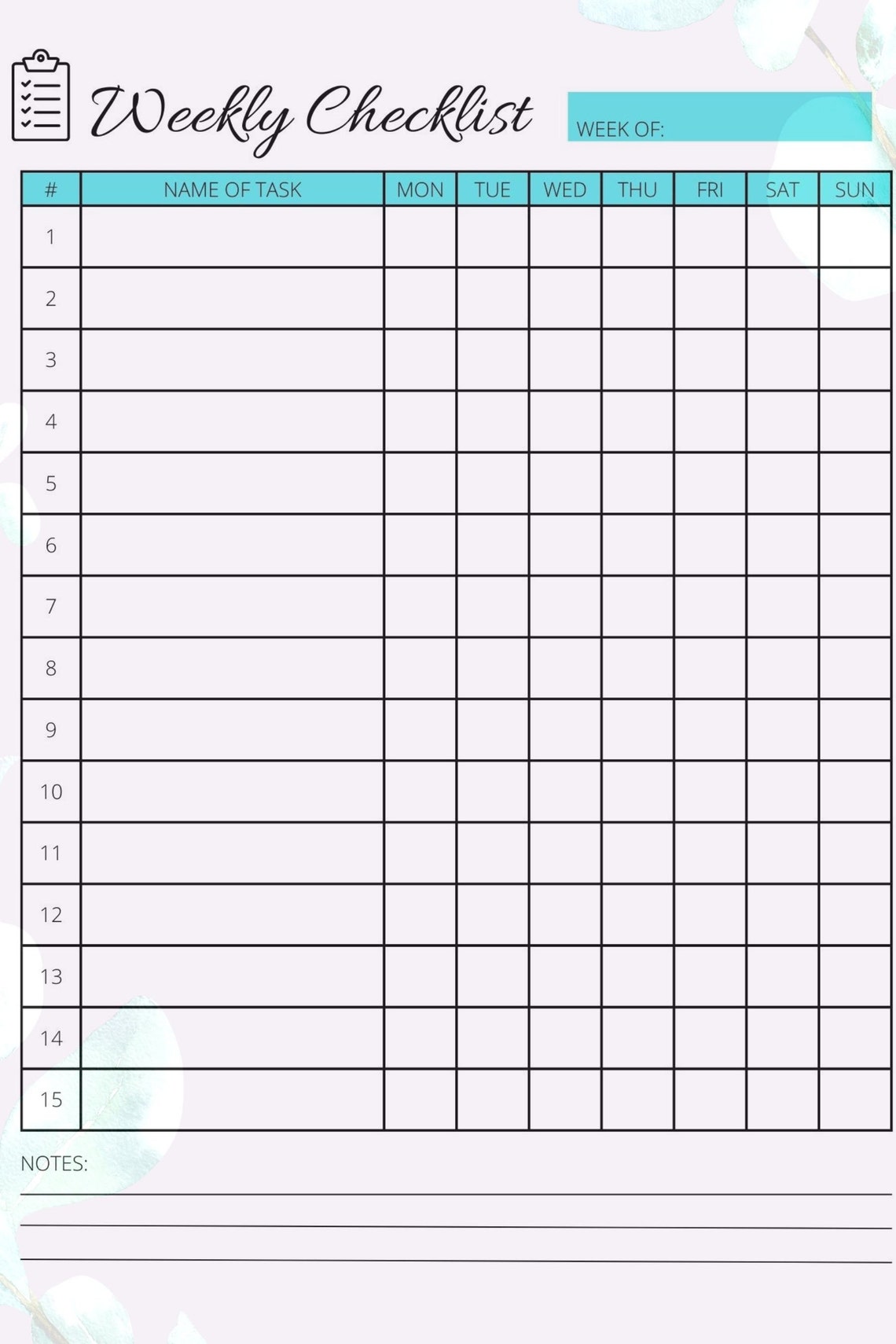 Printable Weekly Checklist, Printable Checklist, Printable To-do List ... Printable Weekly Checklist, Printable Checklist, Printable To-do List ...