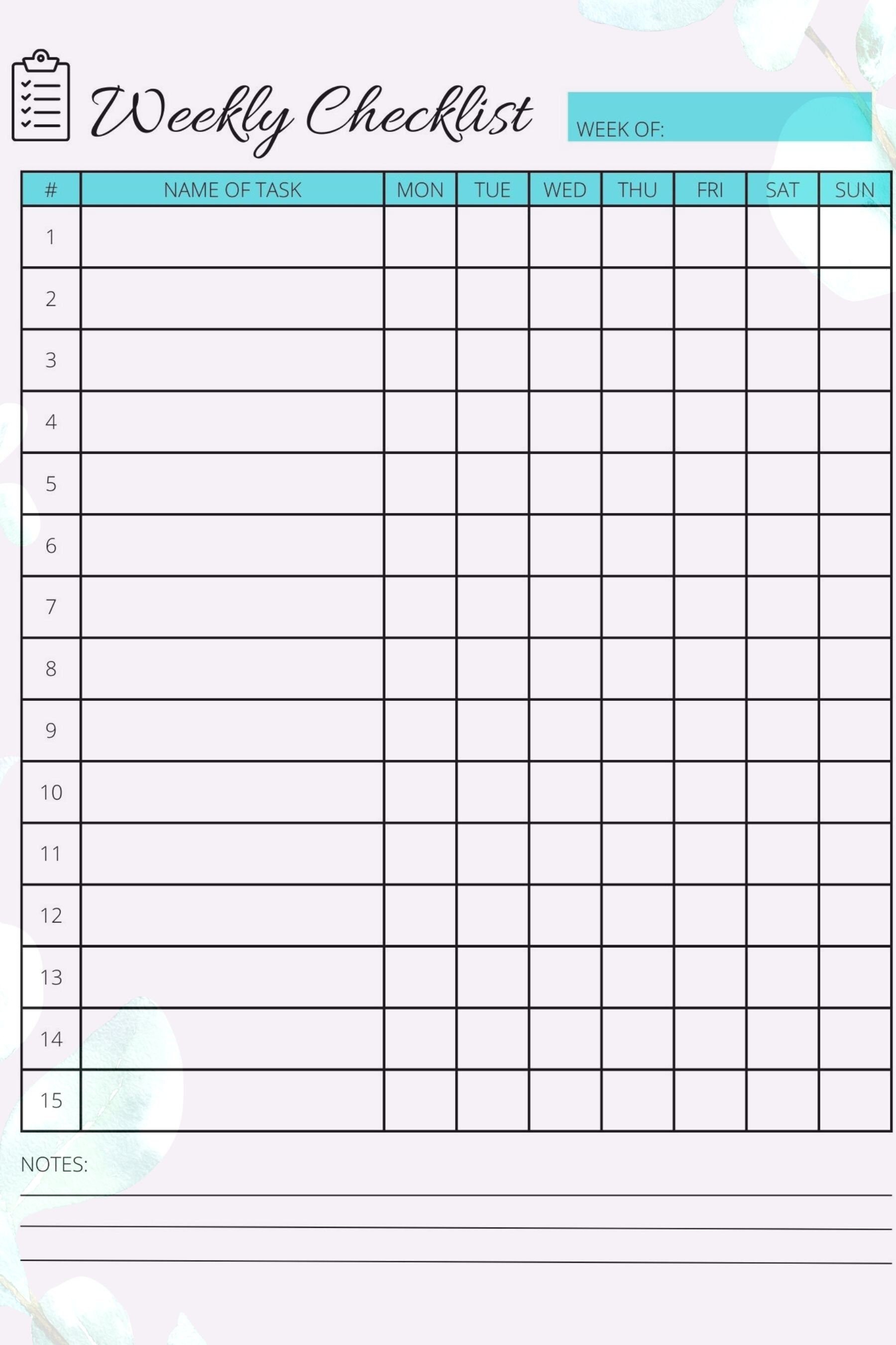 Printable Weekly Checklist, Printable Checklist, Printable To-do List ...