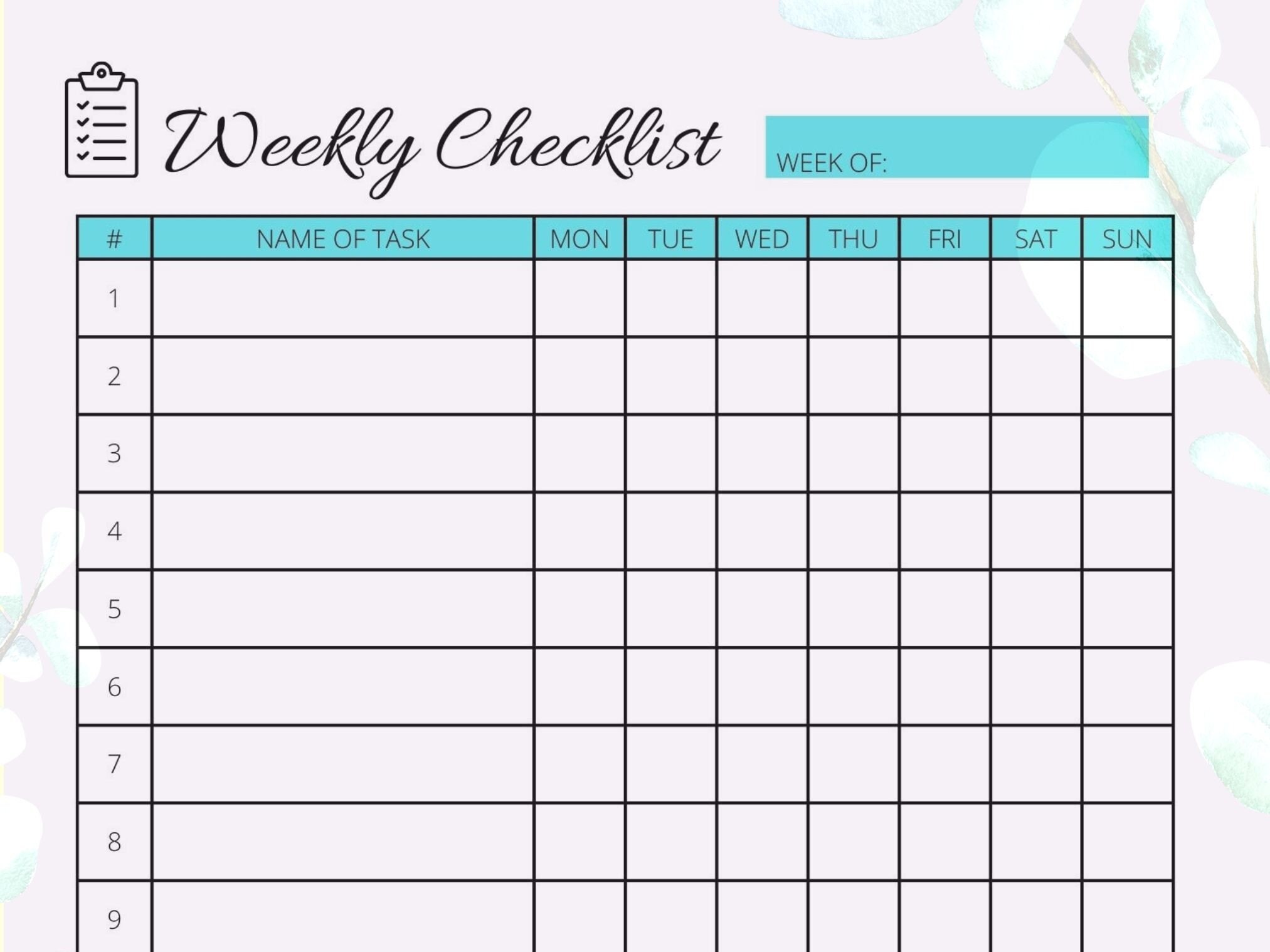 Printable Weekly Checklist, Printable Checklist, Printable To-do List ...