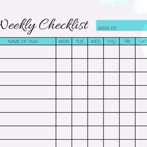 Printable Weekly Checklist, Printable Checklist, Printable To-do List ...