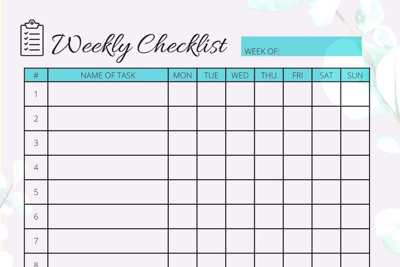 Printable Weekly Checklist, Printable Checklist, Printable To-do List ...