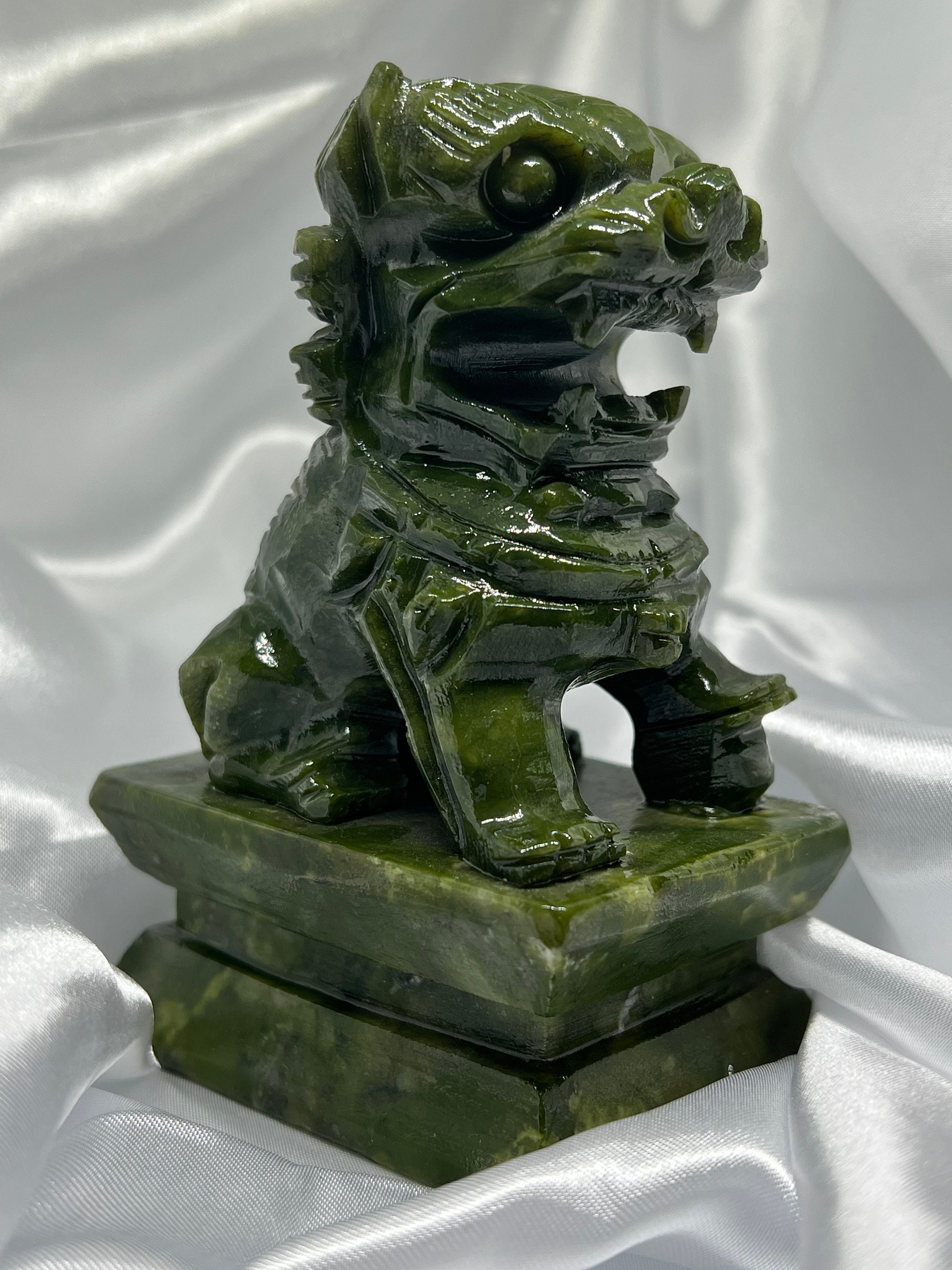 Vintage Chinese Carved Nephrite Jade Foo Dogs Jade Lions - Etsy
