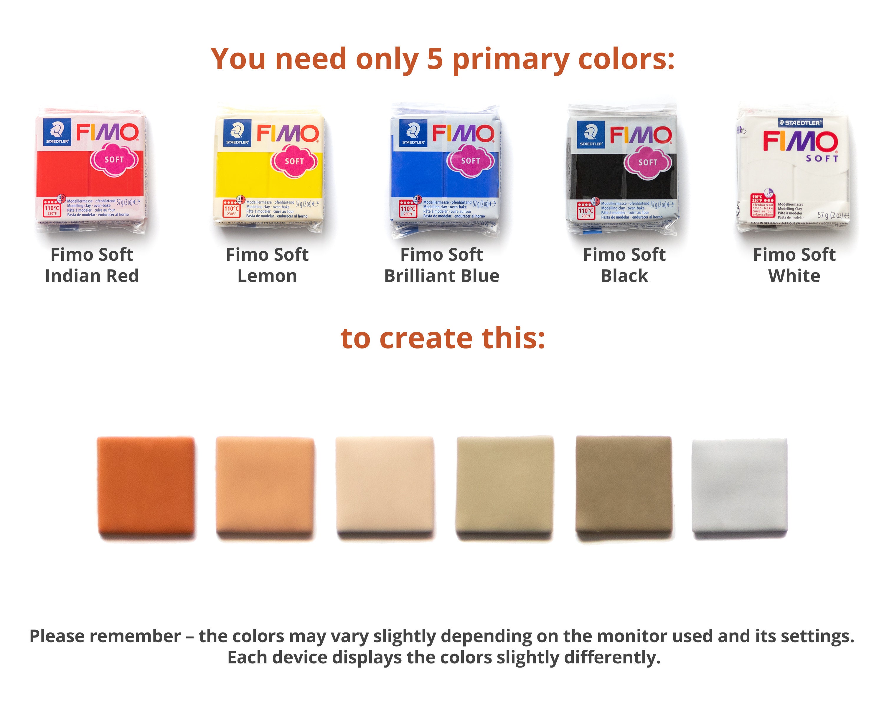 Polymer Clay Color Recipes, Boho Palette Color Recipe, Fimo Soft Mixing ...