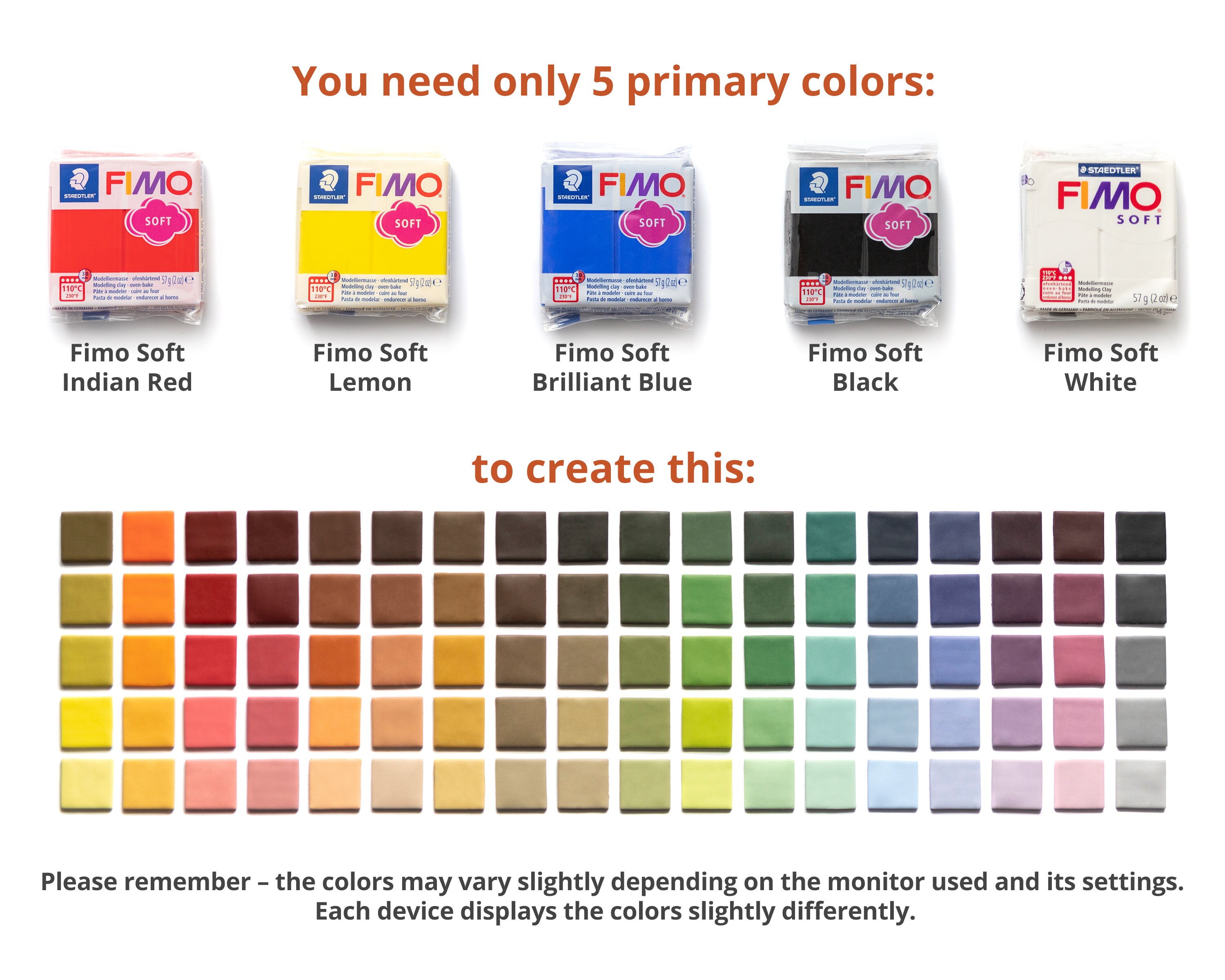 Create Your Own Palette, Polymer Clay Color Recipes, Custom Fimo Soft ...