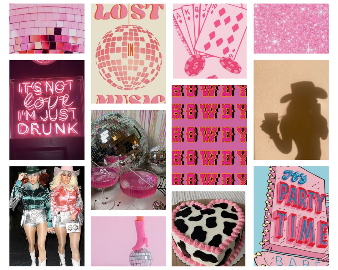 Disco Cowgirl Aesthetic Wall Collage Kit Digital, Girl Room Decor, Dorm ...