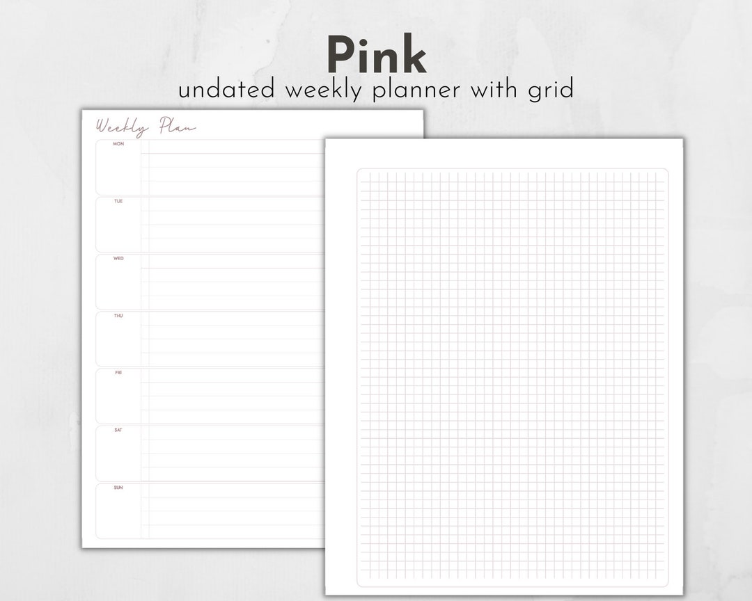 Pink Weekly Planner, Printable Planner, Planner Inserts, Instant ...