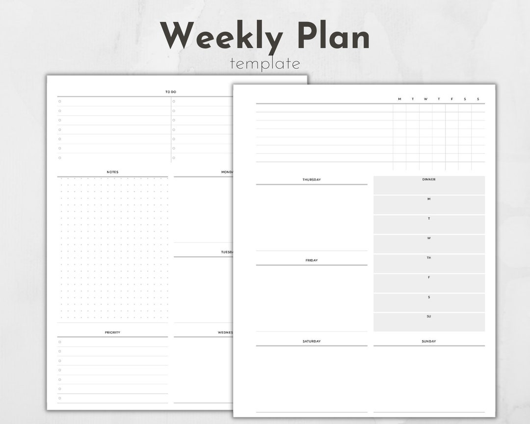 Simple Weekly Planner, Printable Planner, Planner Inserts, Instant ...