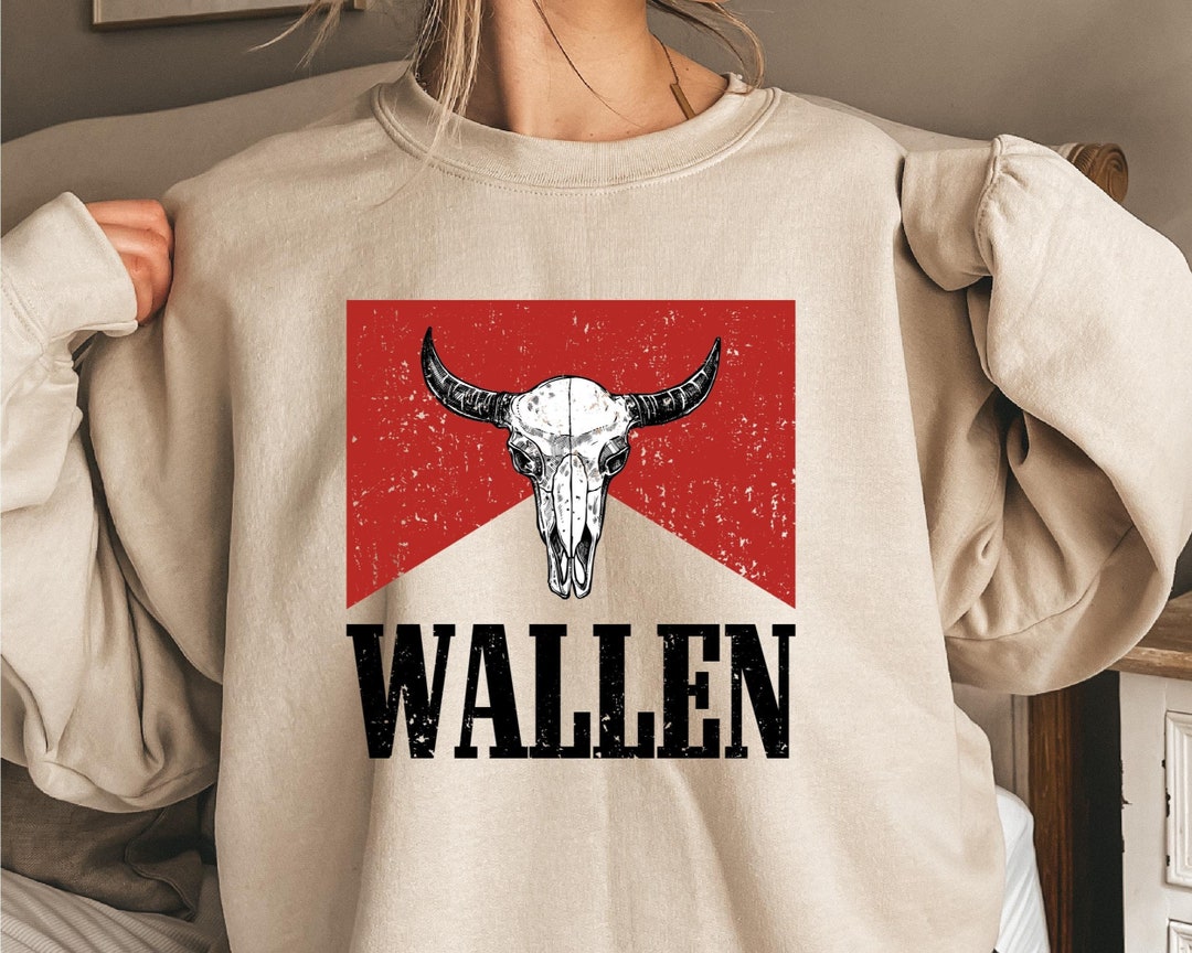 Wallen Sweatshirt, Wallen Western, Cowboy Wallen, Wallen Bull Skull ...