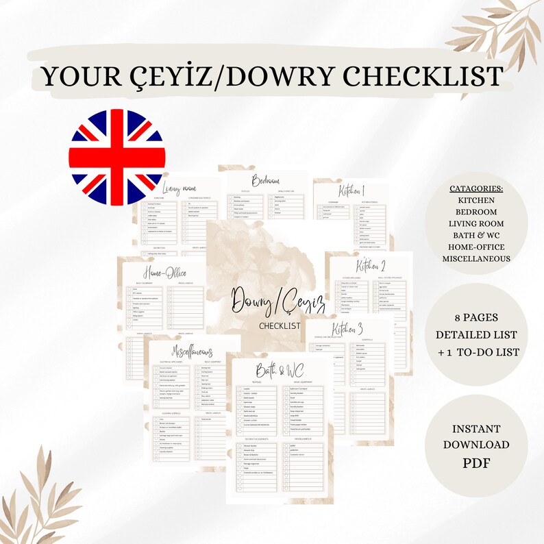 Deluxe Dowry List | Trousseau Checklist in English | Checklist for the ...