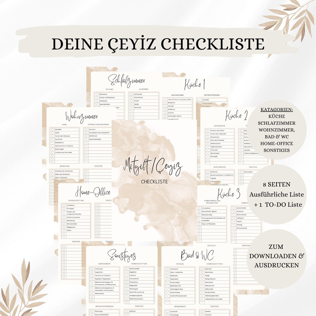 Ceyiz List Deluxe Dowry Checklist in German Checklist for Your First ...