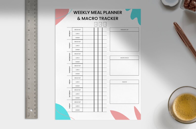 Weekly Macro Meal Tracker - Etsy
