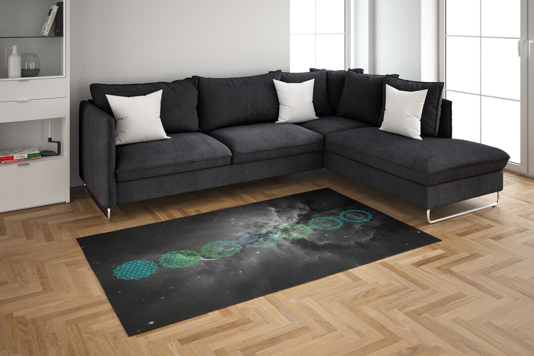 Flower of Life - Night Sky Rug, Equilibrium Fractal Art, Sacred ...