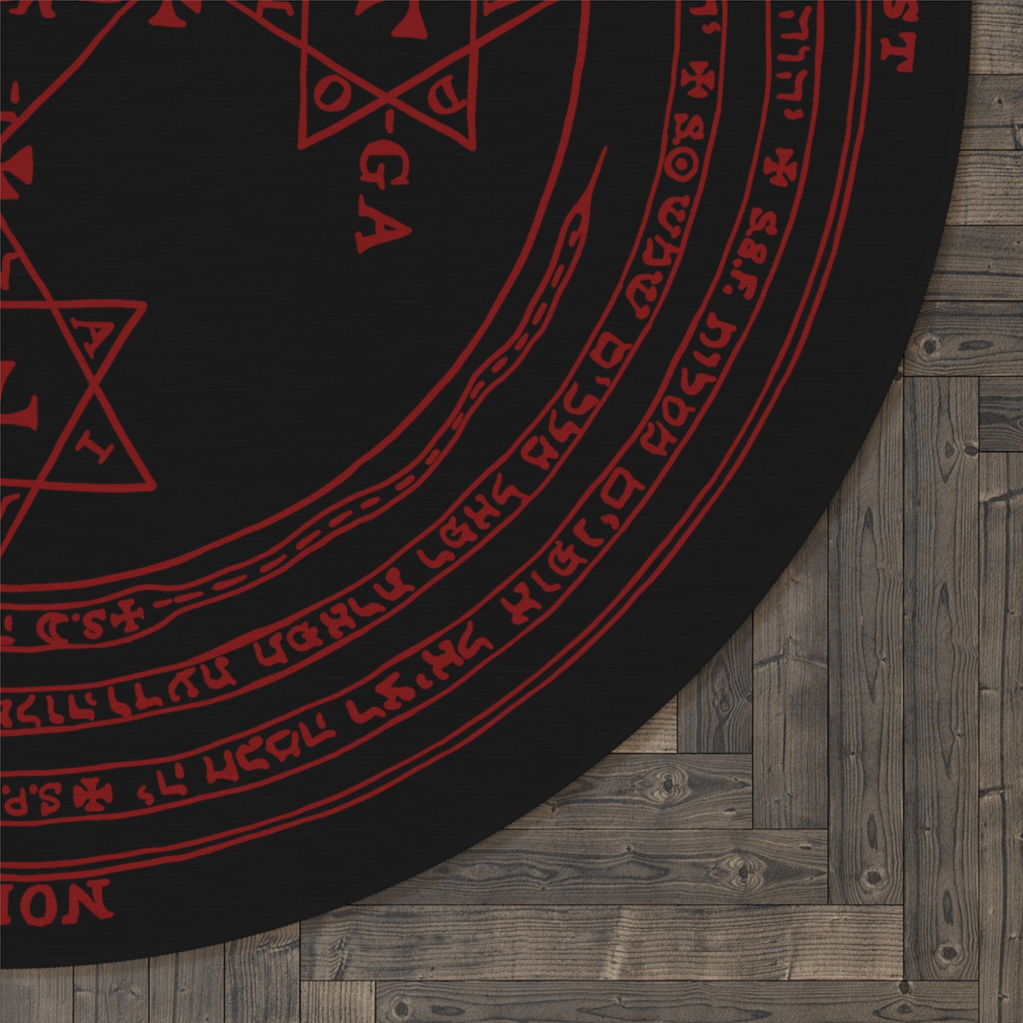 Red Magical Sigil Circle of King Solomon Rug, Green Witch Goetia ...