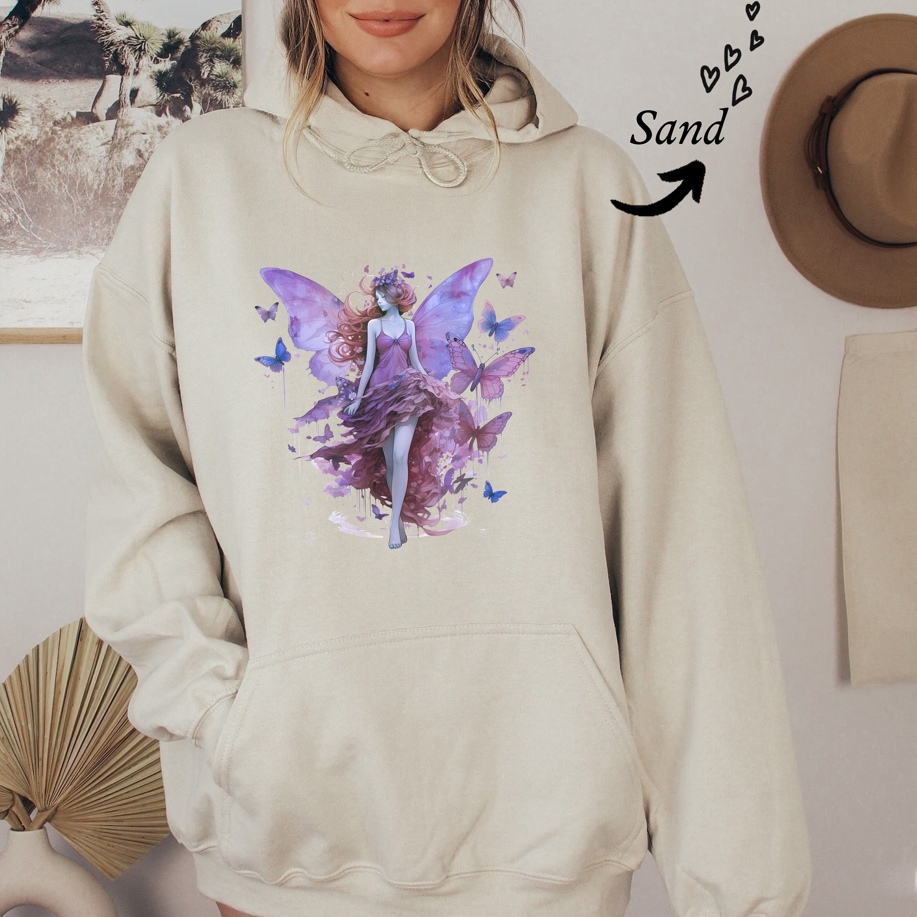 Dreamy Fairy Hoodie, Fairycore Aesthetic Top, Butterflies Sweatshirt ...